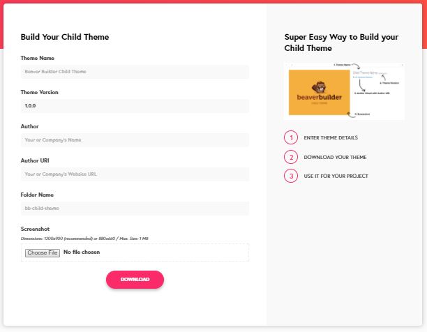 Beaver Child Theme Generator